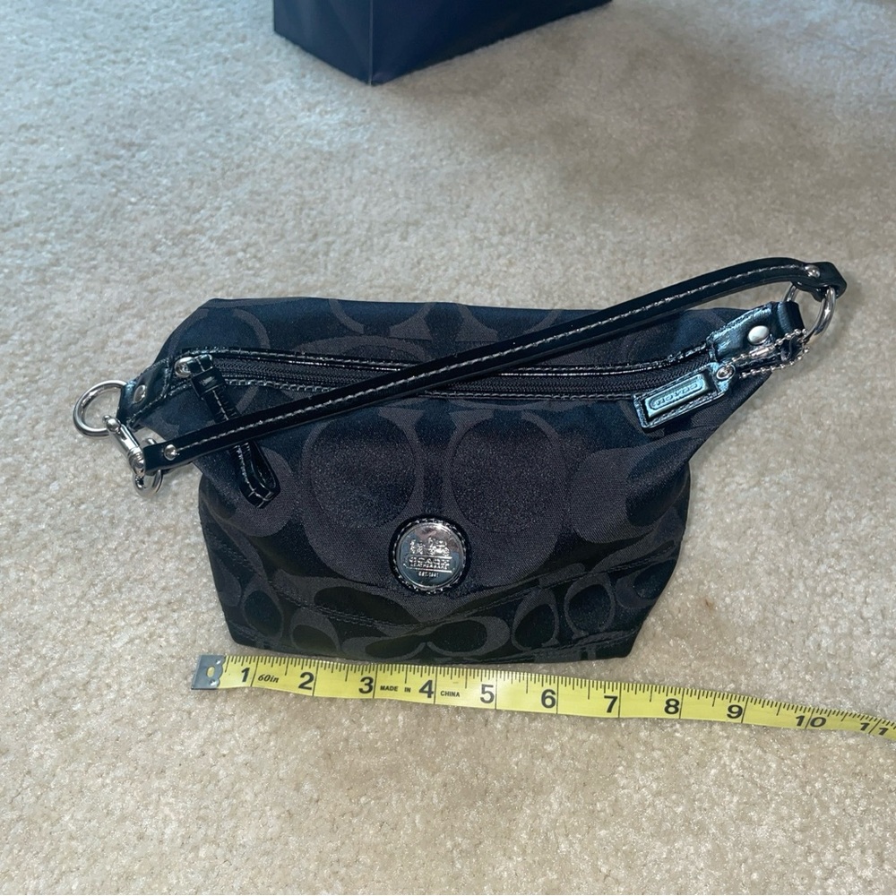 Coach Alex Top Handle Pouch Purse Bag Black Logo Pate… - Gem